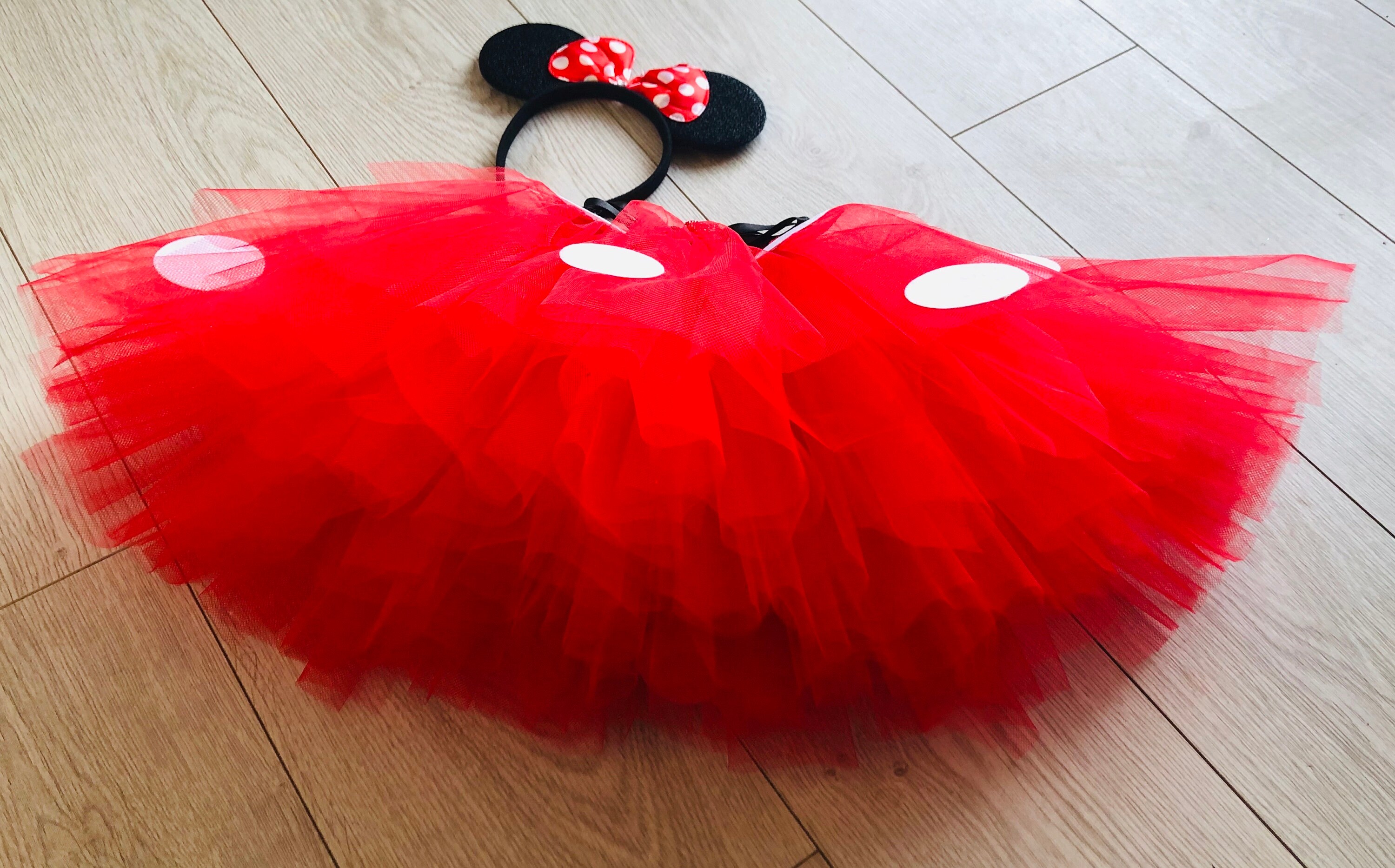 Mini Mouse Tutu Tulle Skirt Headband Ears Fancy Dress Black White Red ...