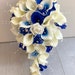Bride Blue and Ivory Artificial Calla Lily Teardrop Bouquet Real Touch ...