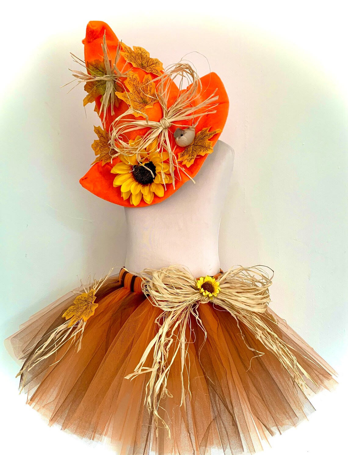 Scarecrow Tutu Tulle Skirt Hat Fancy Dress Orange Brown Autumn Dance ...