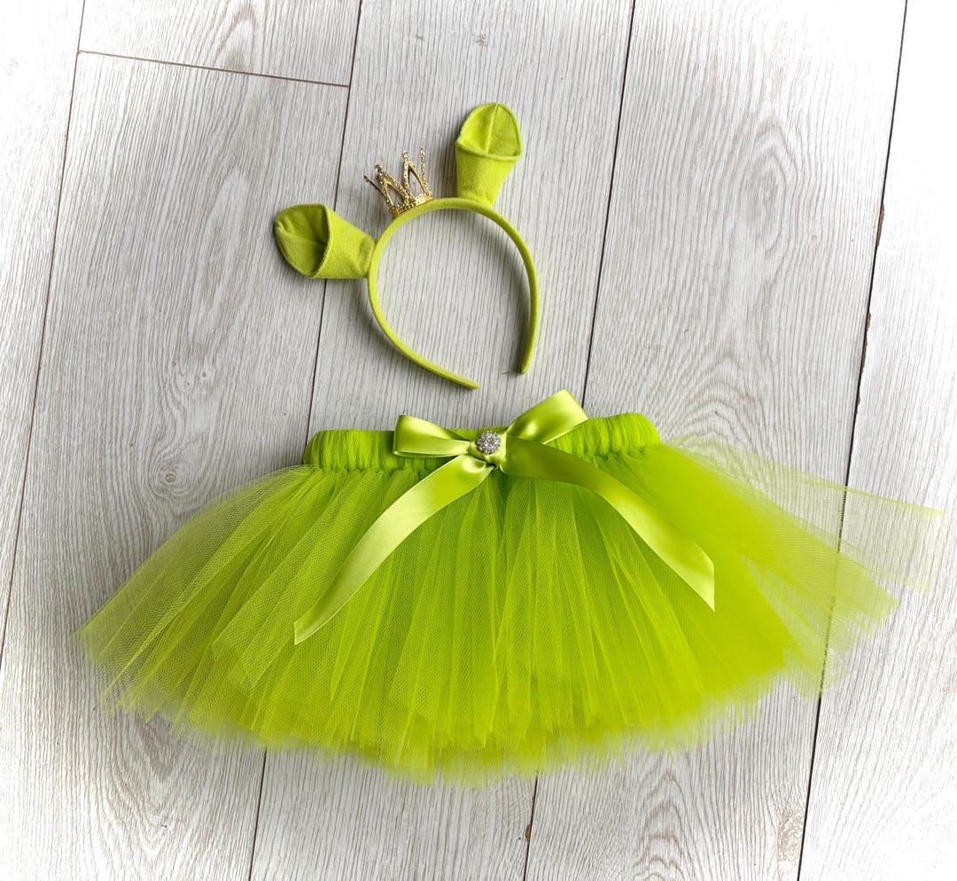 Green Ogre Tutu Costume With Ears Headband and Jewelled Crown: Tulle ...