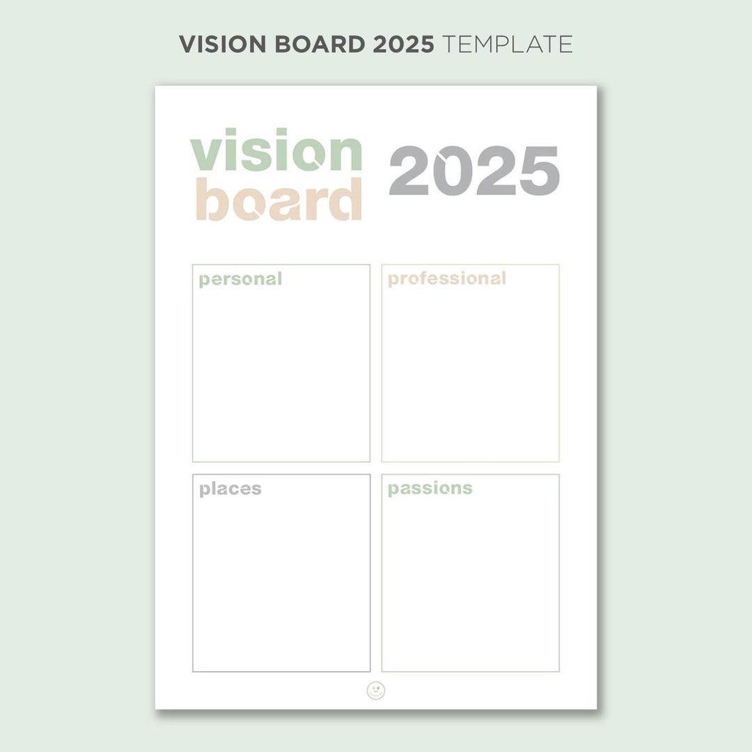 Vision Board 2025 Template. Printable PDF. Instant Download. 2025 Goals ...