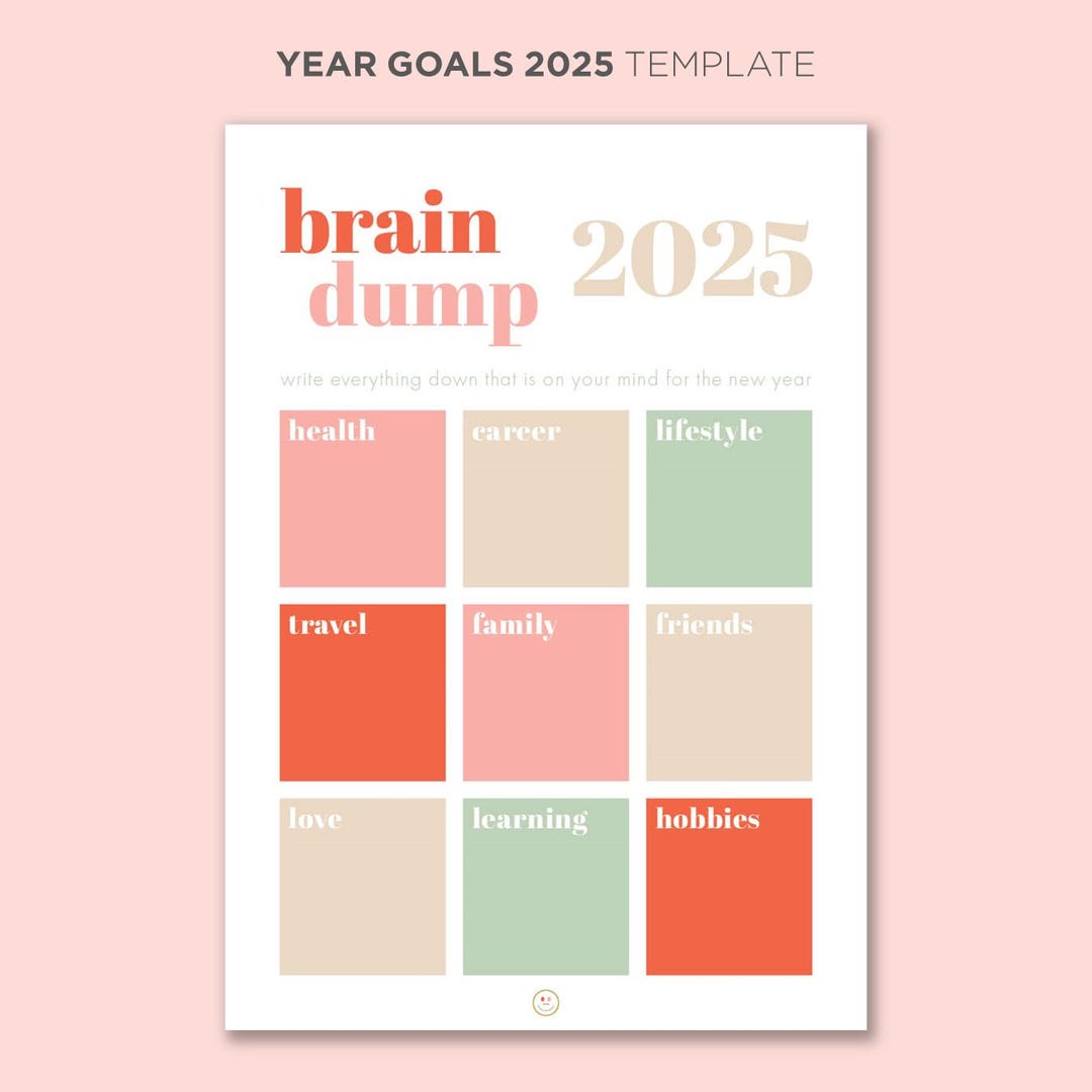 Brain Dump 2025 Template. Vision Board. Printable PDF. Instant Download ...