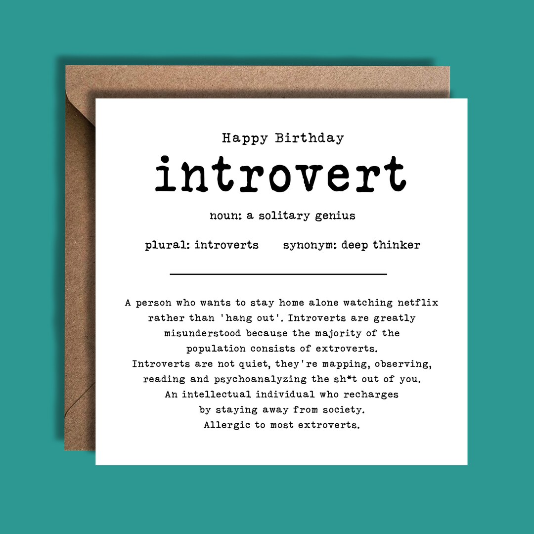 Introvert Birthday Card Happy Birthday Card Birthday Card - Etsy