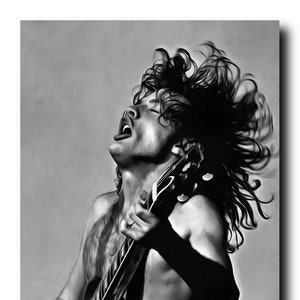 Angus Young Art Real Cotton Canvas Print. Frame Ready for Dorm, Office ...