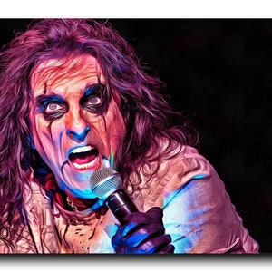 Alice Cooper Art Real Cotton Canvas Print. Frame Ready for Dorm, Office ...