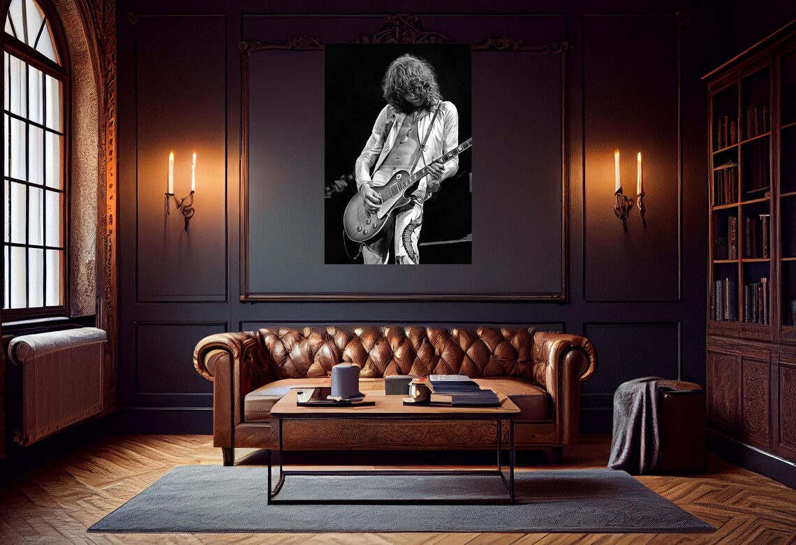Jimmy Page Art Real Cotton Canvas Print. Frame Ready for Dorm, Office ...