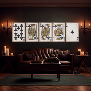 Playing Card Canvas Wall Art | Royal Flush | Poker Art | Retro | Casino ...