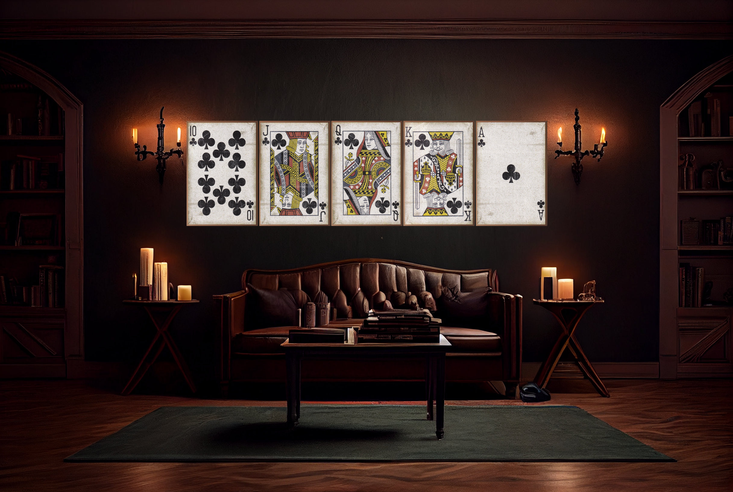 Playing Card Canvas Wall Art | Royal Flush | Poker Art | Retro | Casino ...
