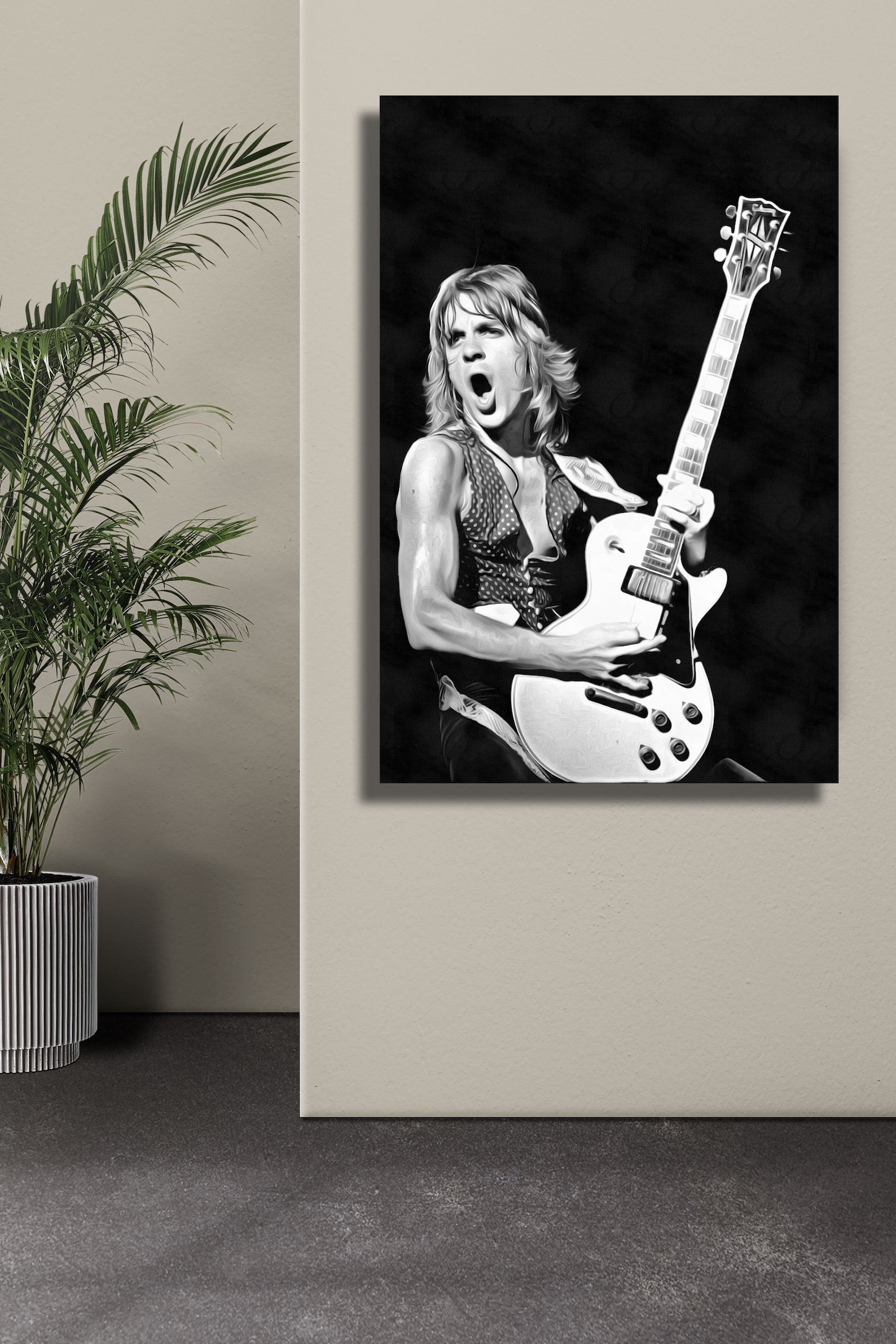 Randy Rhoads Art Real Cotton Canvas Print. Frame Ready for Dorm, Office ...