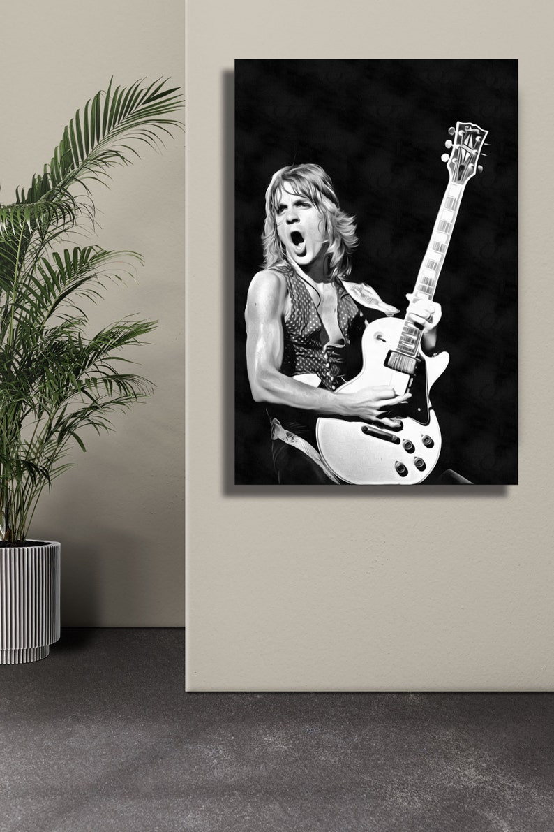 Randy Rhoads Art Real Cotton Canvas Print. Frame Ready for Dorm, Office ...