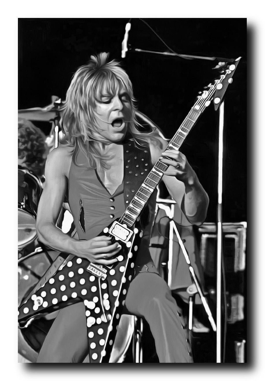 Randy Rhoads Art Real Cotton Canvas Poster Print. Frame Ready for Dorm ...