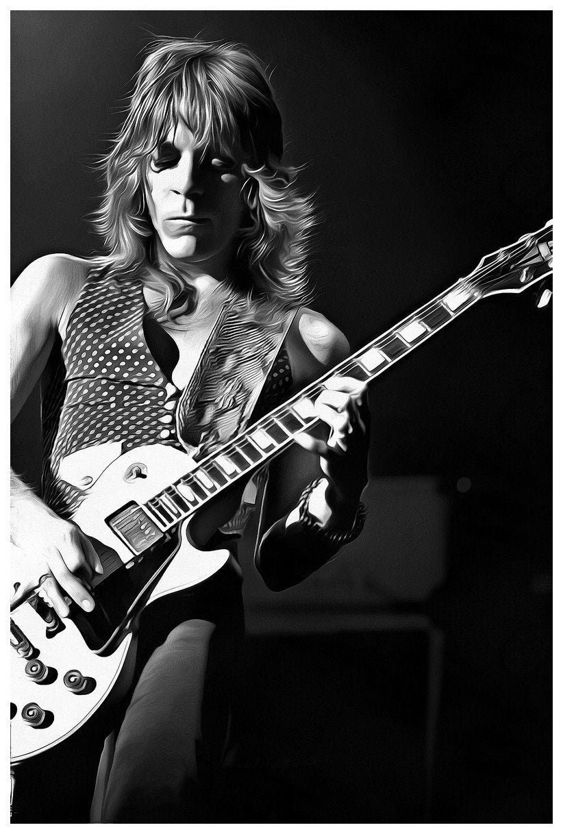 Randy Rhoads Art Real Cotton Canvas Print. Frame Ready for Dorm, Office ...