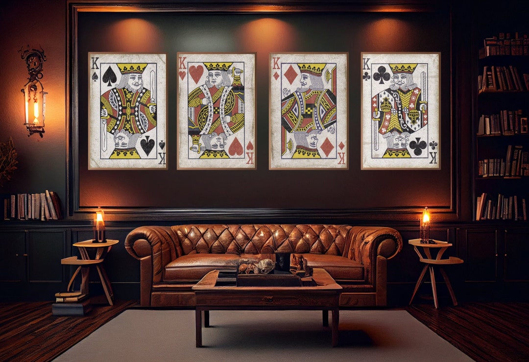 Playing Card Canvas Wall Art | 4 of A Kind | Poker Art | Retro | Casino ...