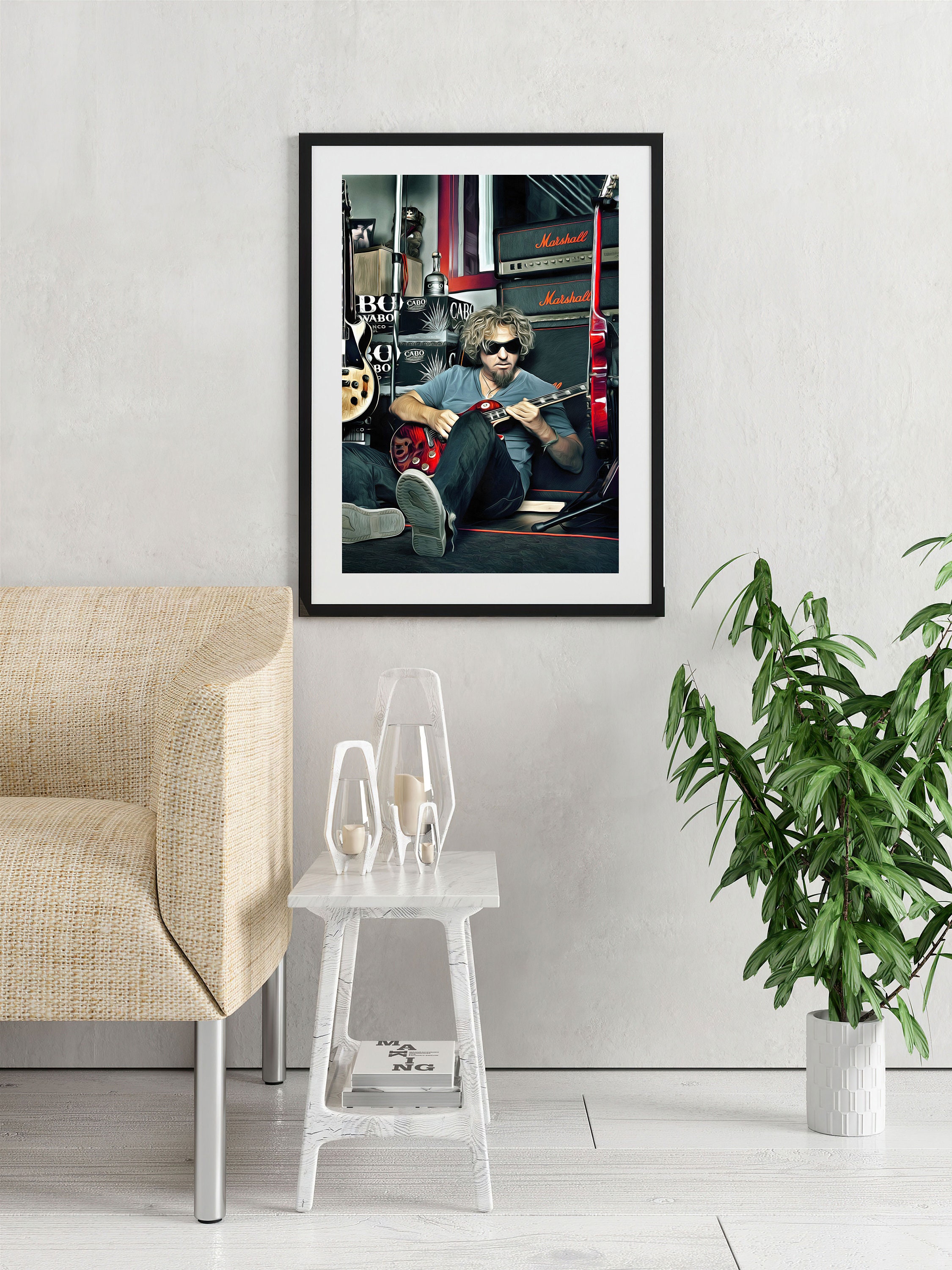 Sammy Hagar Art Real Cotton Canvas Print. Frame Ready for Dorm, Office ...