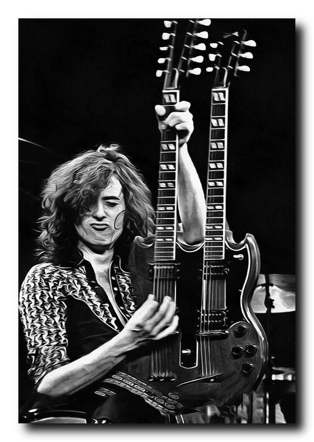 Jimmy Page Art Real Cotton Canvas Print. Frame Ready for Dorm, Office ...