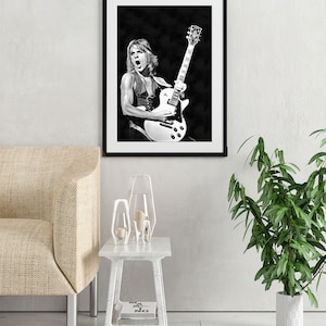 Randy Rhoads Art Real Cotton Canvas Print. Frame Ready for Dorm, Office ...