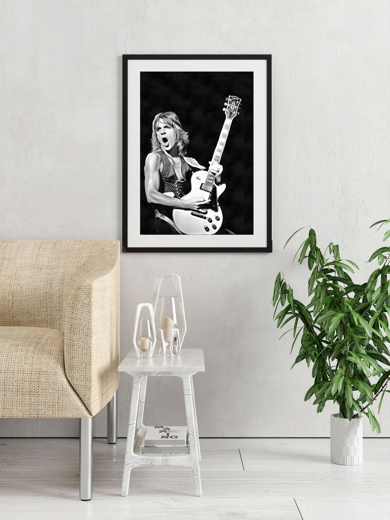 Randy Rhoads Art Real Cotton Canvas Print. Frame Ready for Dorm, Office ...