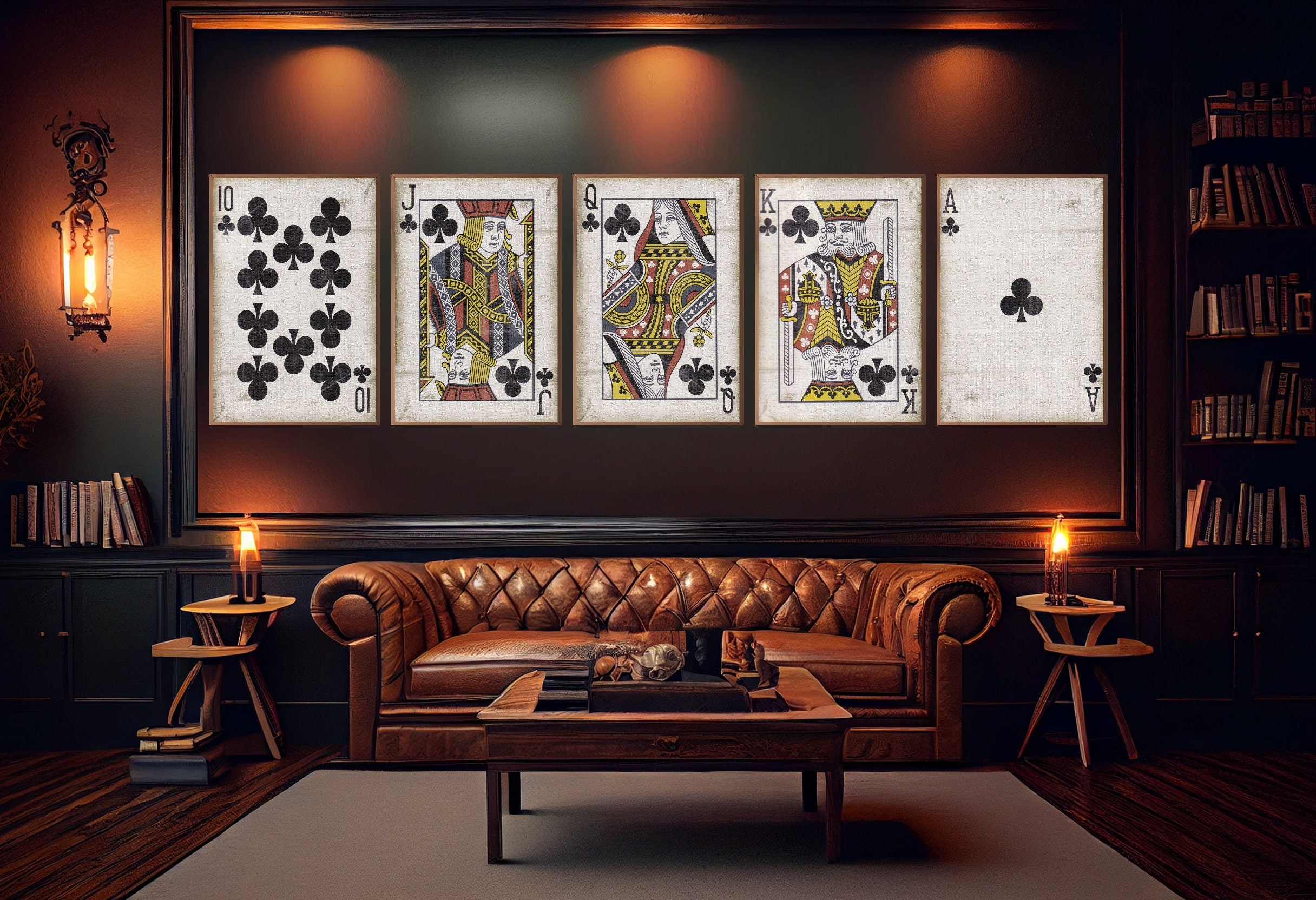 Playing Card Canvas Wall Art Royal Flush Poker Art Retro Casino Playing Card Canvas Wall Art Royal Flush Poker Art Retro Casino