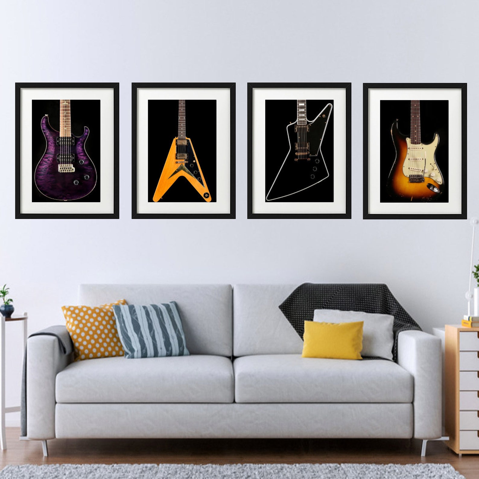 Electric Guitar Canvas Prints | Rock N Roll Wall Art (set of 4) - Etsy