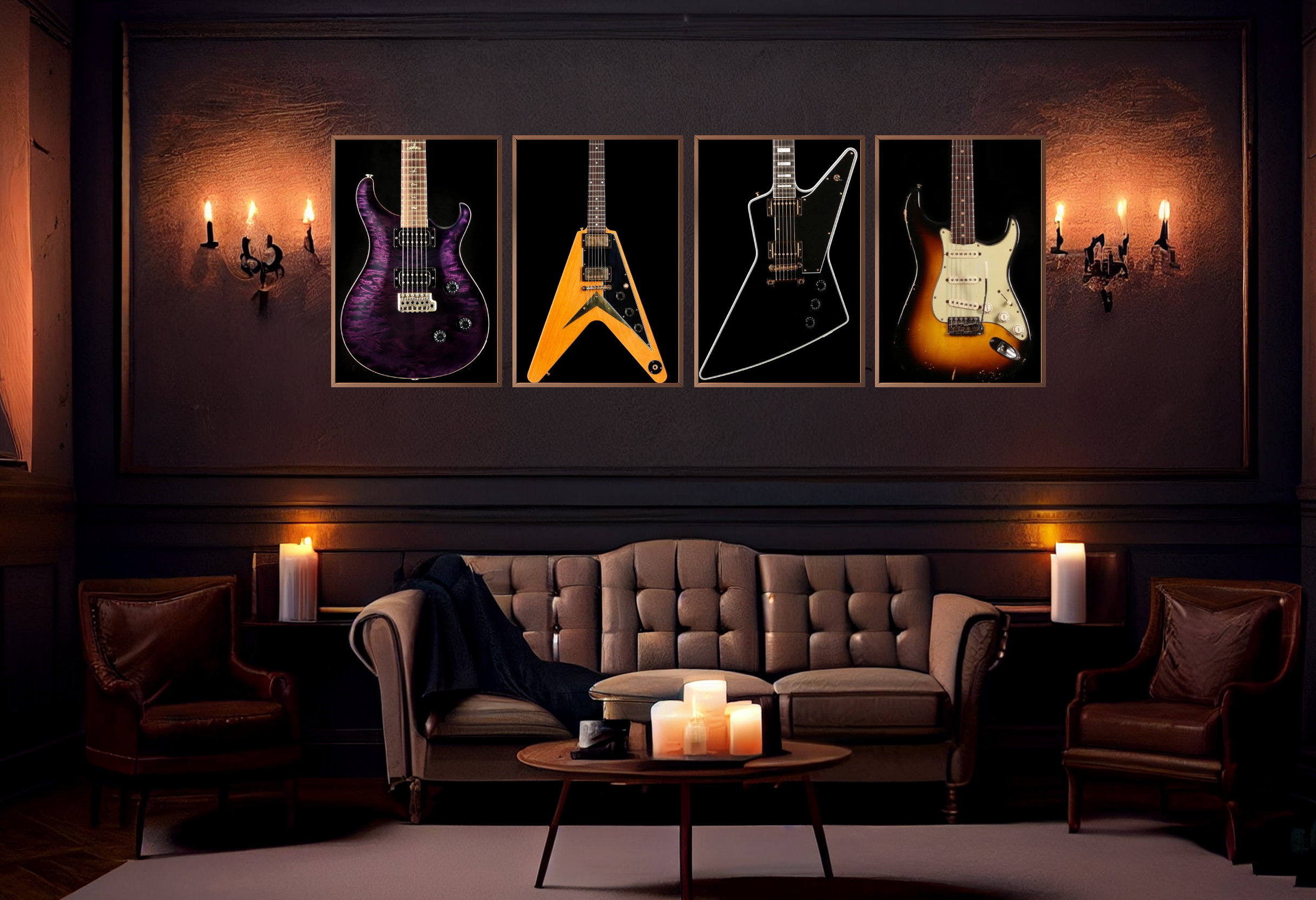 Electric Guitar Canvas Prints | Rock N Roll Wall Art (set of 4) - Etsy