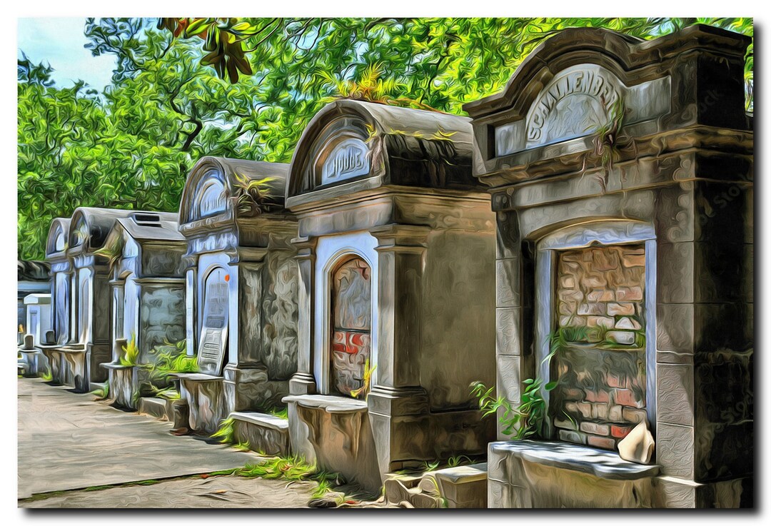 New Orleans Cemetery Crypts Real Cotton Canvas Art Print. Frame Ready ...