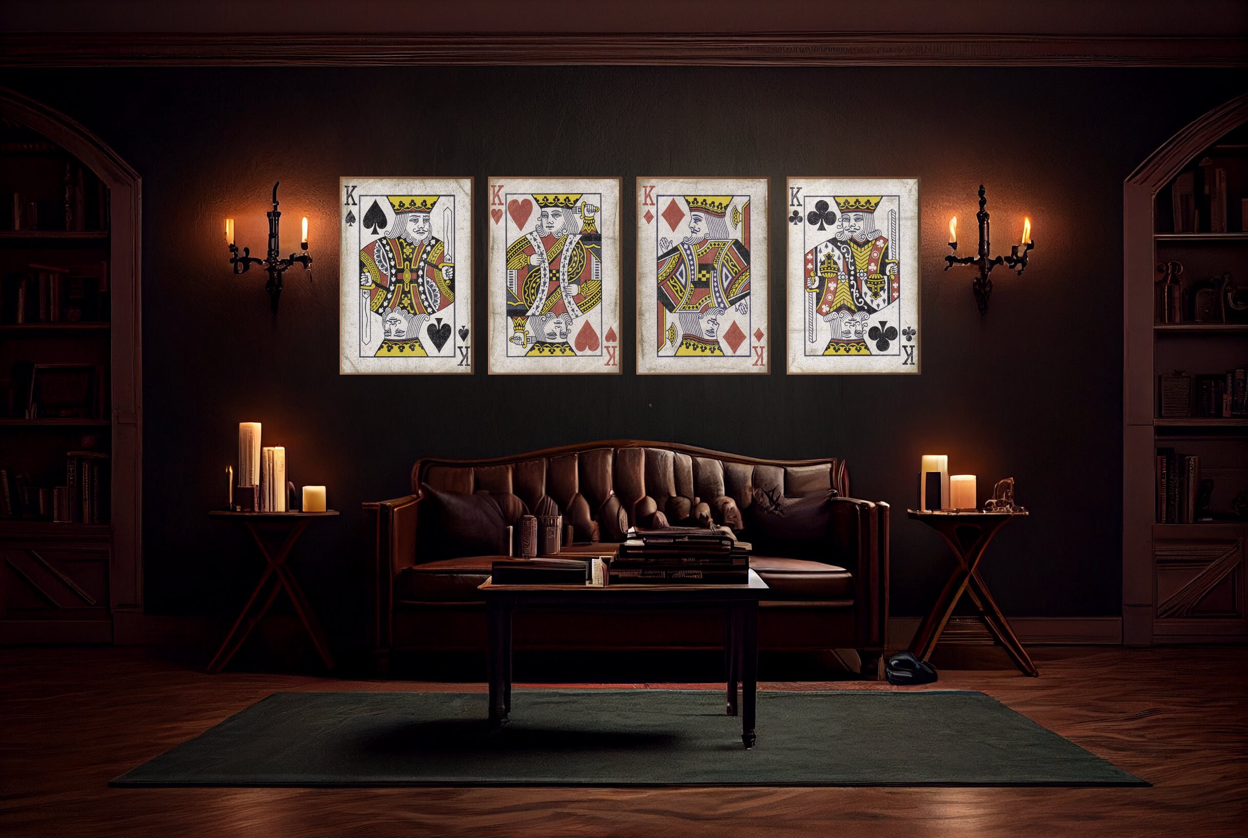 Playing Card Canvas Wall Art | 4 of A Kind | Poker Art | Retro | Casino ...