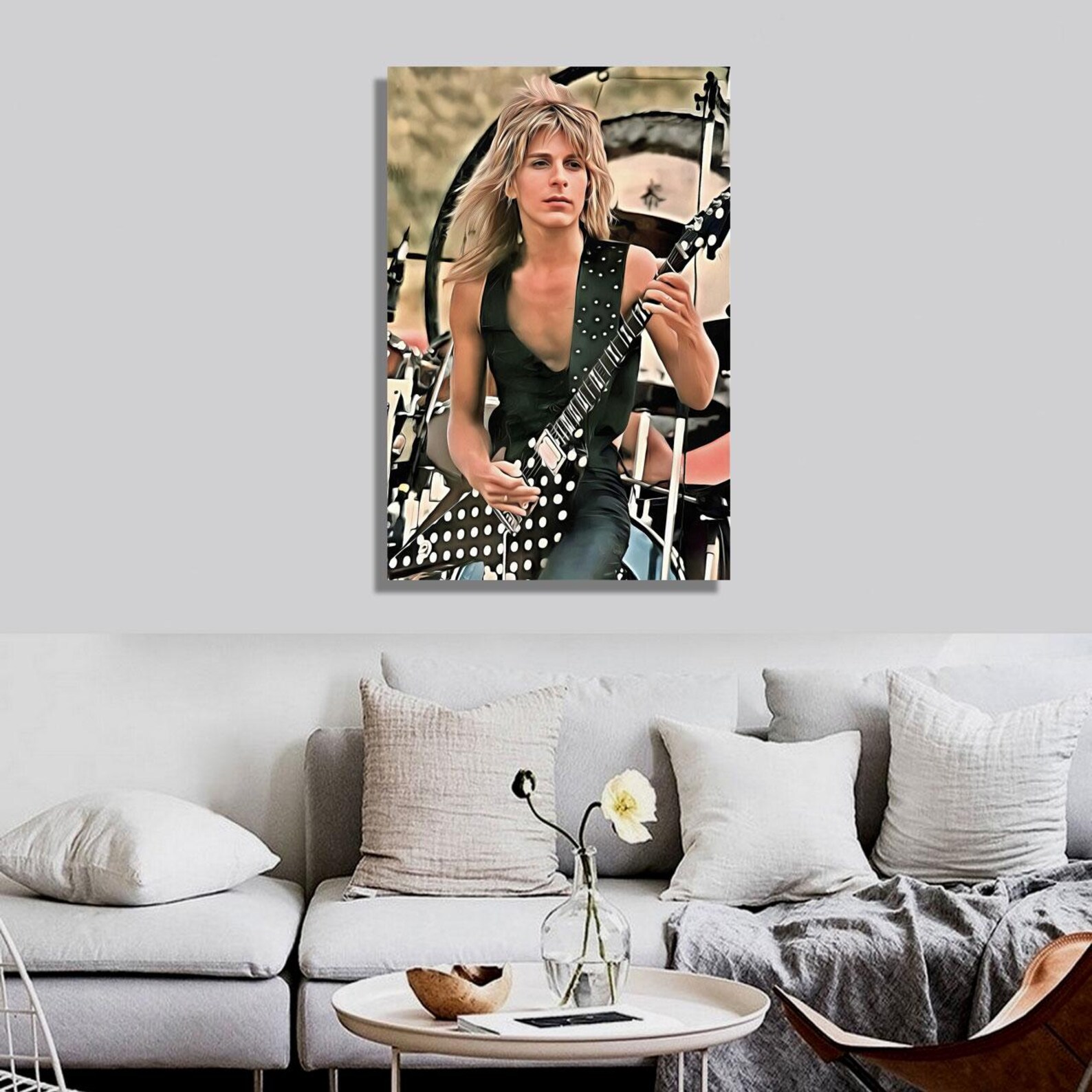 Randy Rhoads Art Real Cotton Canvas Poster Print. Frame Ready for Dorm ...