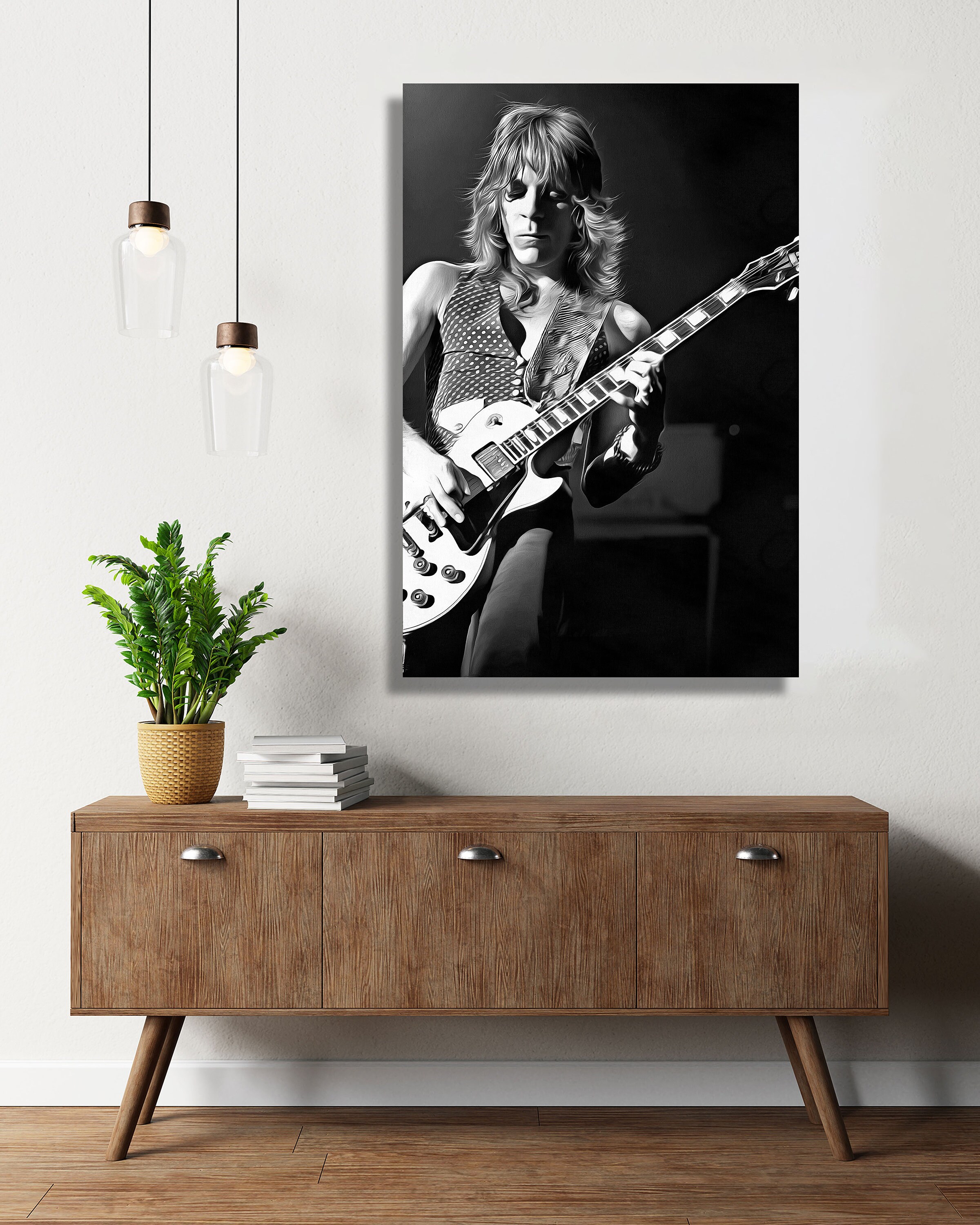 Randy Rhoads Art Real Cotton Canvas Print. Frame Ready for Dorm, Office ...
