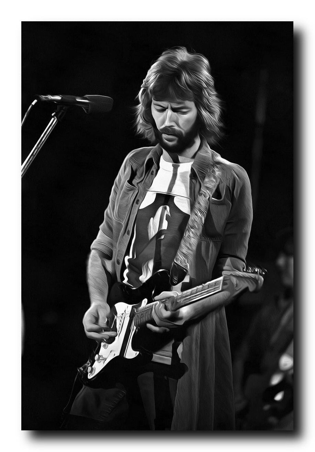 Eric Clapton Art Print, Black and White Cotton Canvas - Etsy