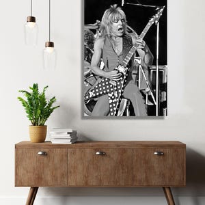 Randy Rhoads Art Real Cotton Canvas Poster Print. Frame Ready for Dorm ...