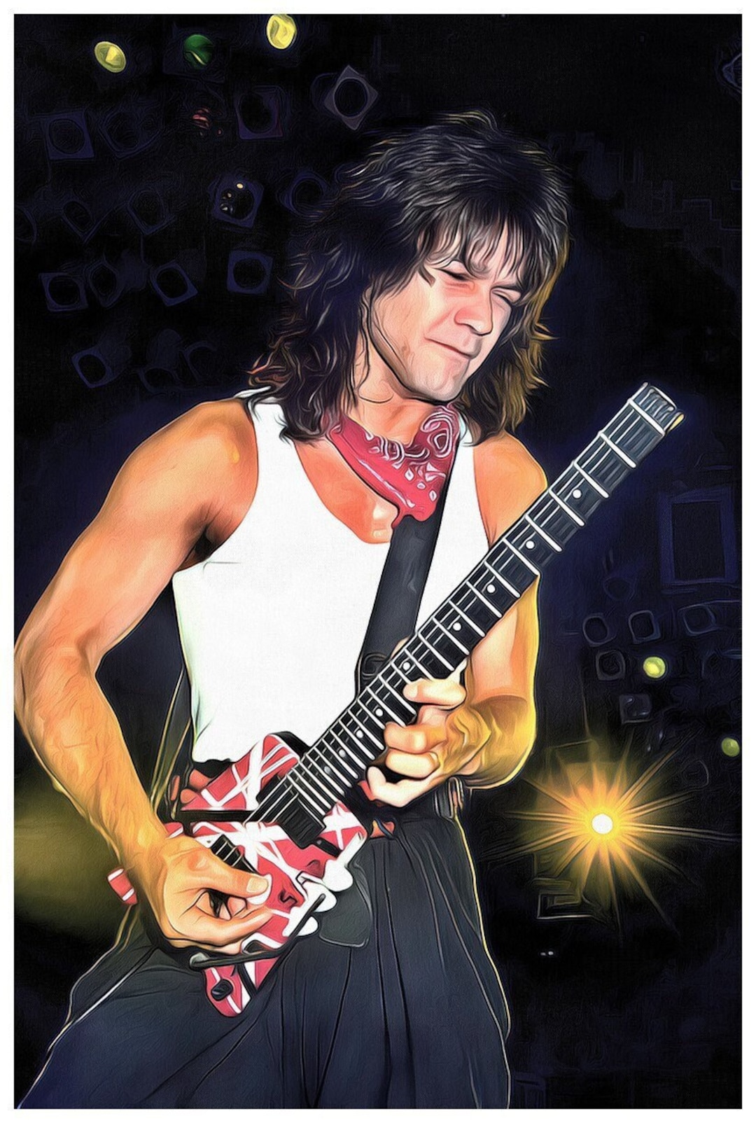 Eddie Van Halen Art Real Cotton Canvas Print. Frame Ready for Dorm ...