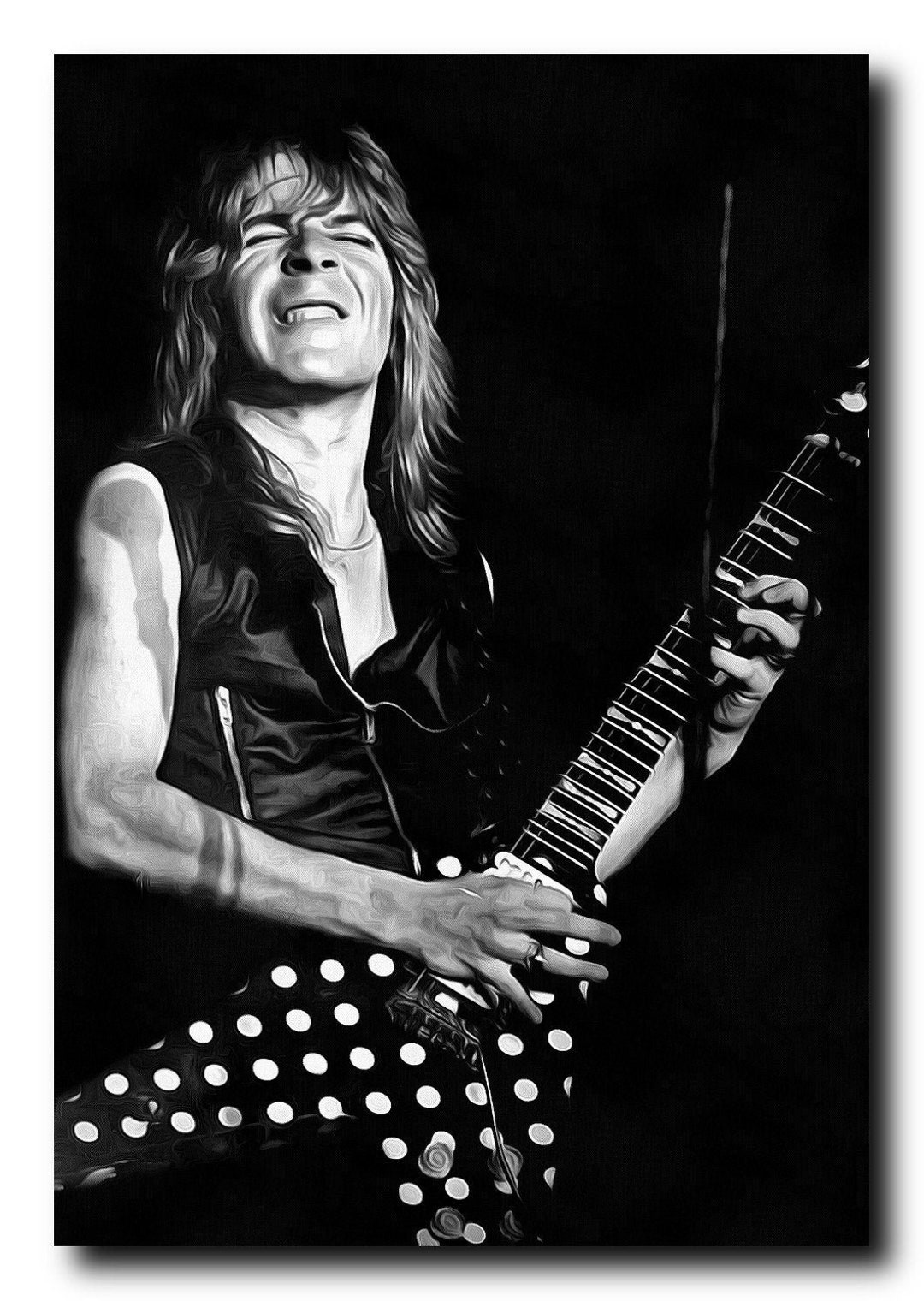 Randy Rhoads Art Real Cotton Canvas Print. Frame Ready for Dorm, Office ...