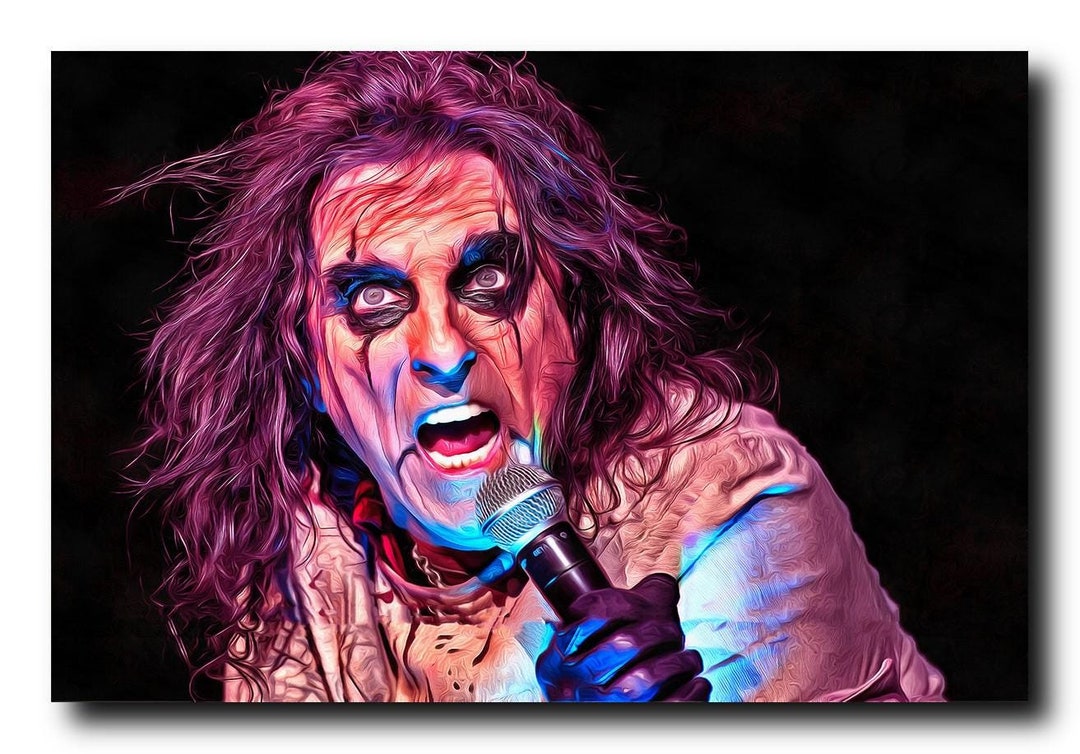 Alice Cooper Art Real Cotton Canvas Print. Frame Ready for Dorm, Office ...