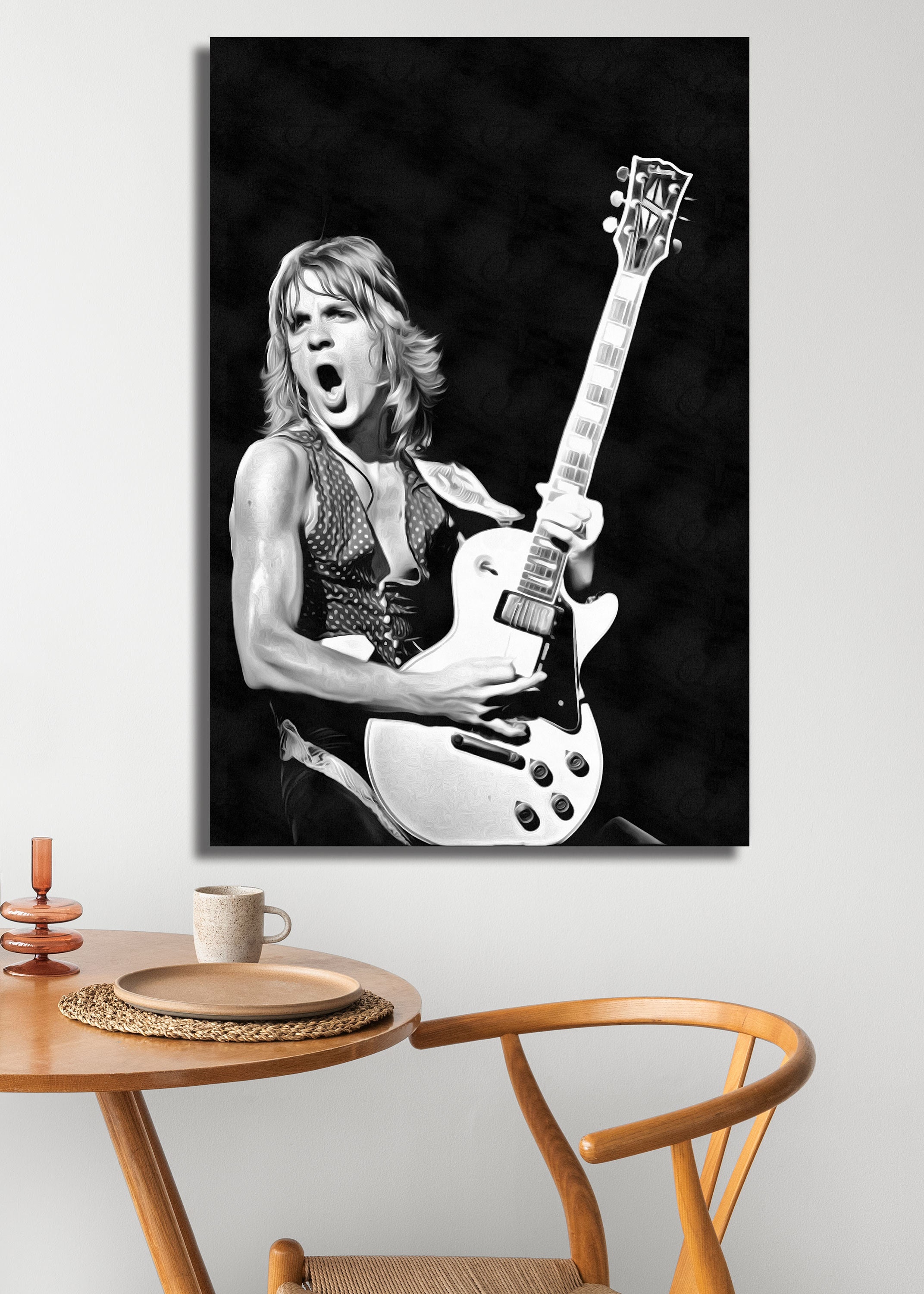 Randy Rhoads Art Real Cotton Canvas Print. Frame Ready for Dorm, Office ...