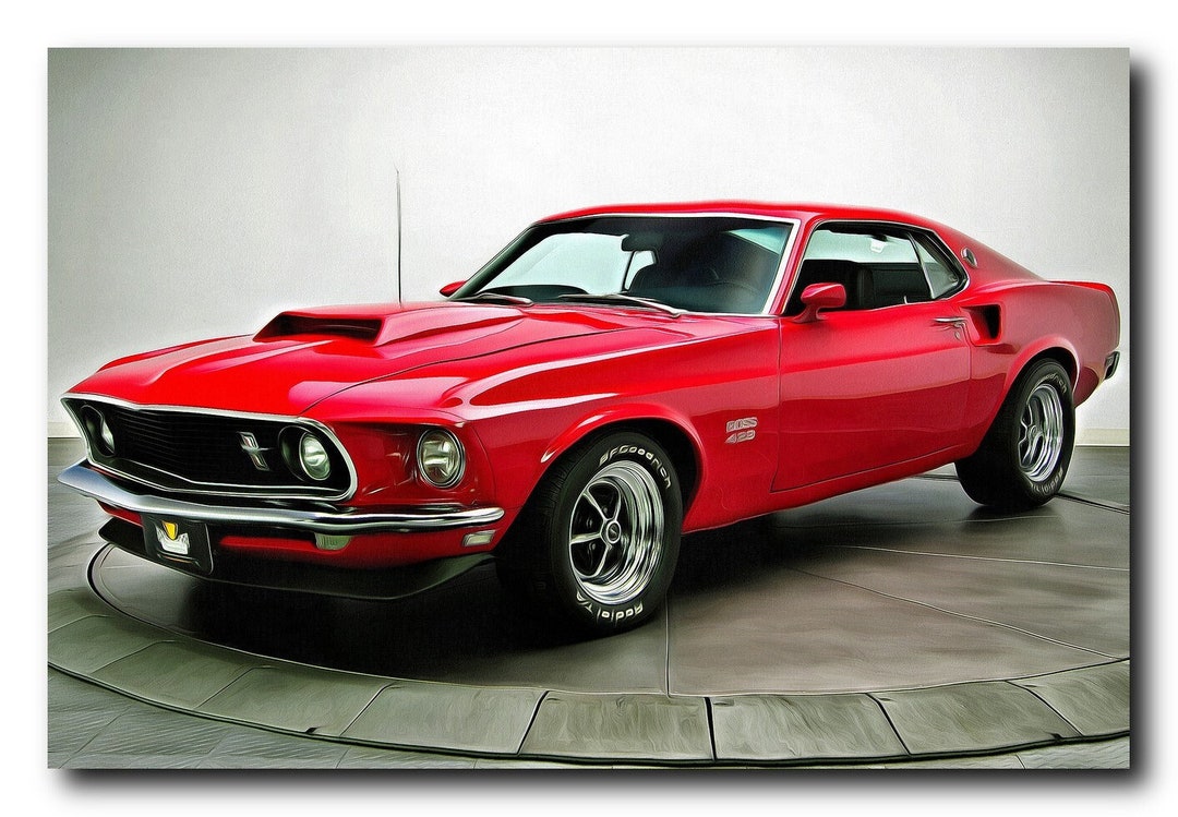 Impression sur toile Ford Mustang Boss 420, Art mural, pinceau ...
