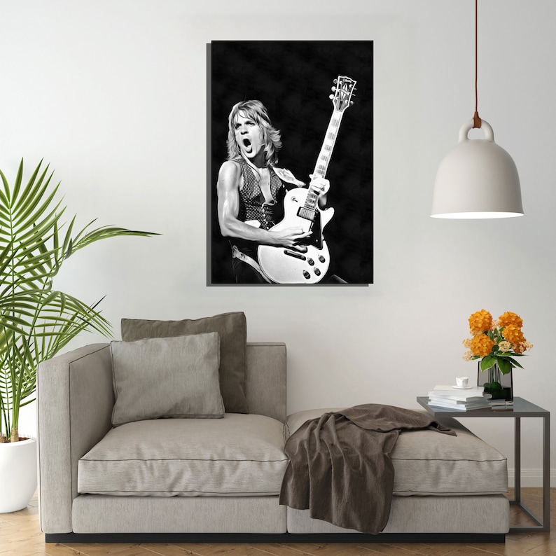 Randy Rhoads Art Real Cotton Canvas Print. Frame Ready for Dorm, Office ...