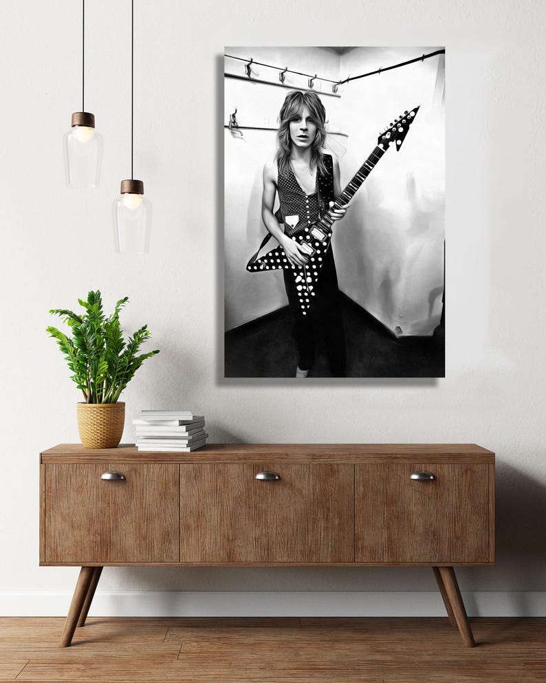 Randy Rhoads Art Real Cotton Canvas Poster Print. Frame Ready for Dorm ...