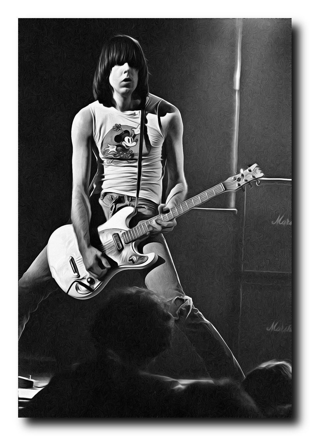 Johnny Ramone Art Real Cotton Canvas Print. Frame Ready for Dorm ...
