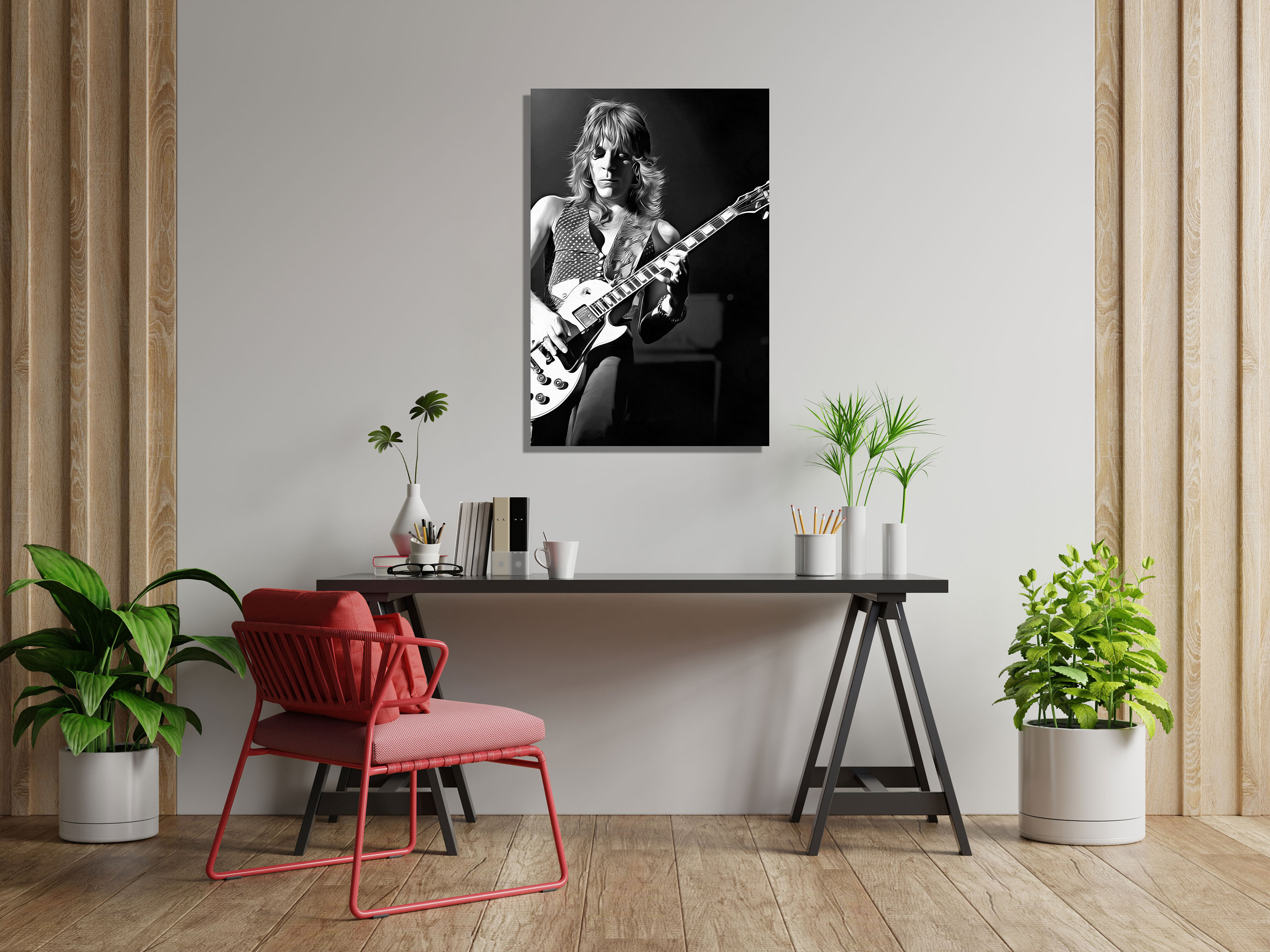 Randy Rhoads Art Real Cotton Canvas Print. Frame Ready for Dorm, Office ...