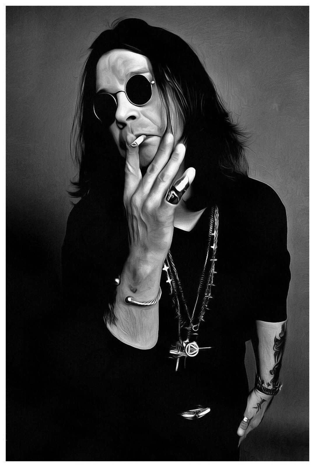 Ozzy Osbourne Art Real Cotton Canvas Print. Frame Ready for Dorm ...