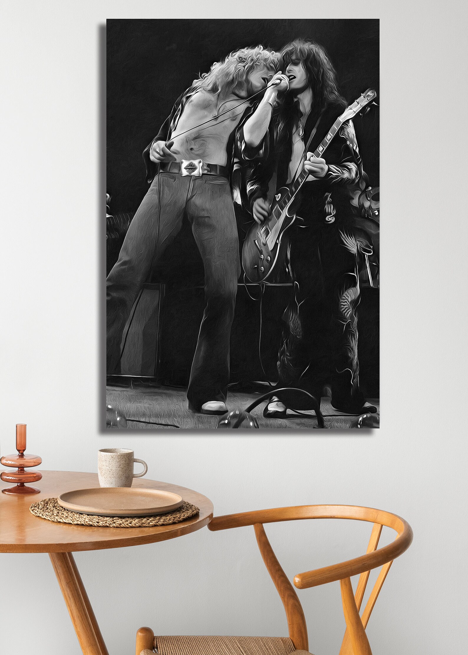 Robert Plant Jimmy Page Art Real Cotton Canvas Print. Frame Ready for ...