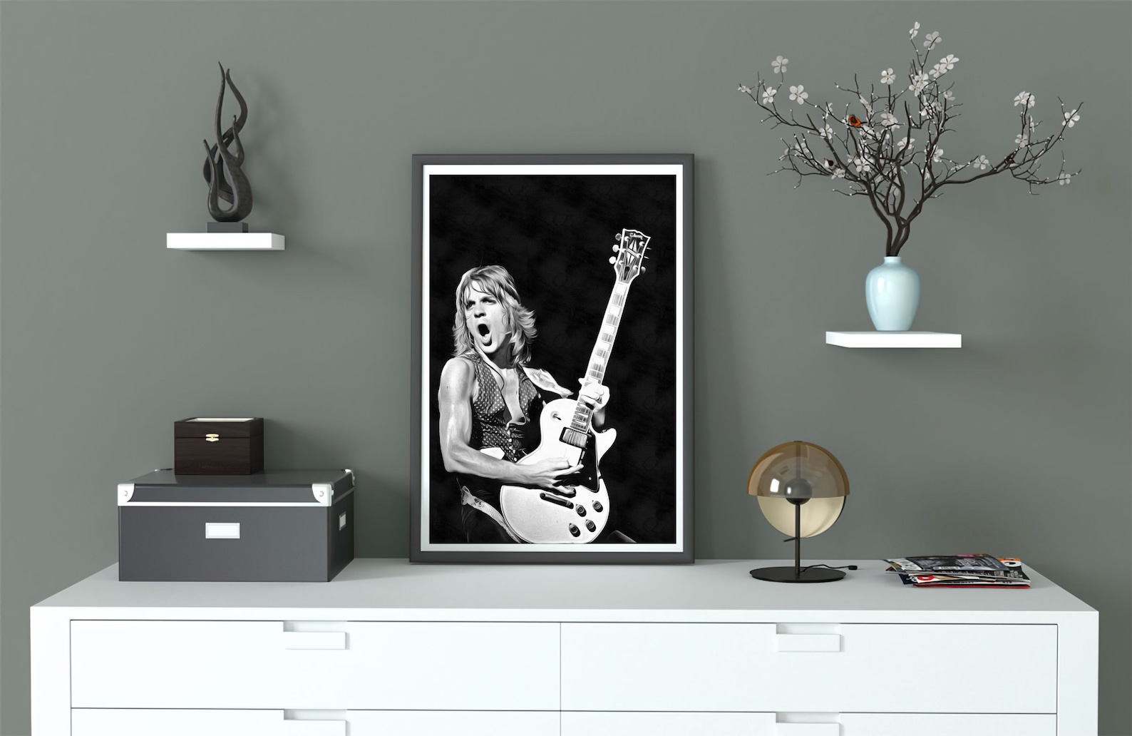 Randy Rhoads Art Real Cotton Canvas Print. Frame Ready for Dorm, Office ...