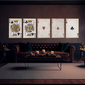 Playing Card Canvas Wall Art | Full House | Poker Art | Retro | Casino ...