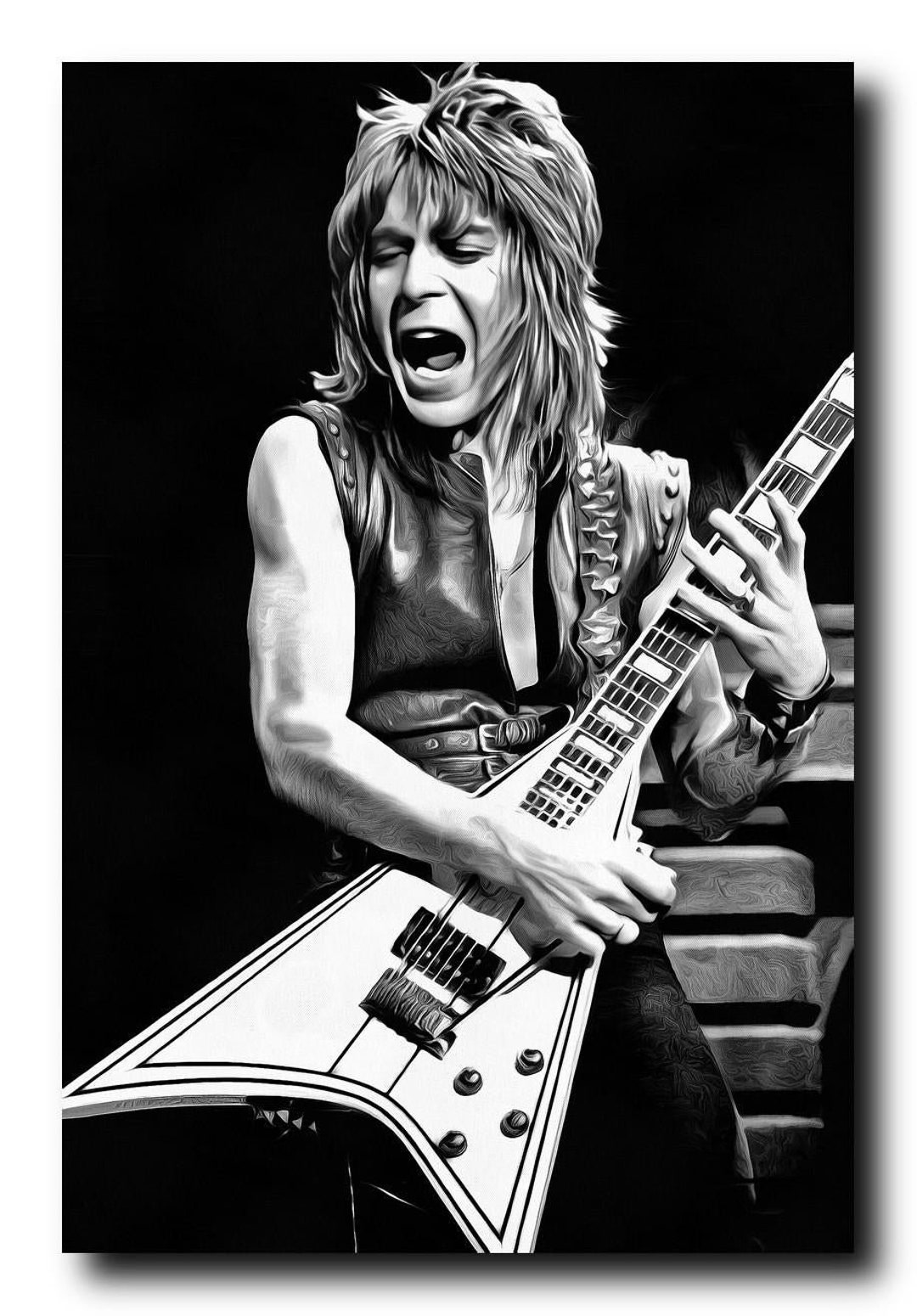 Randy Rhoads Art Real Cotton Canvas Poster Print. Frame Ready for Dorm ...