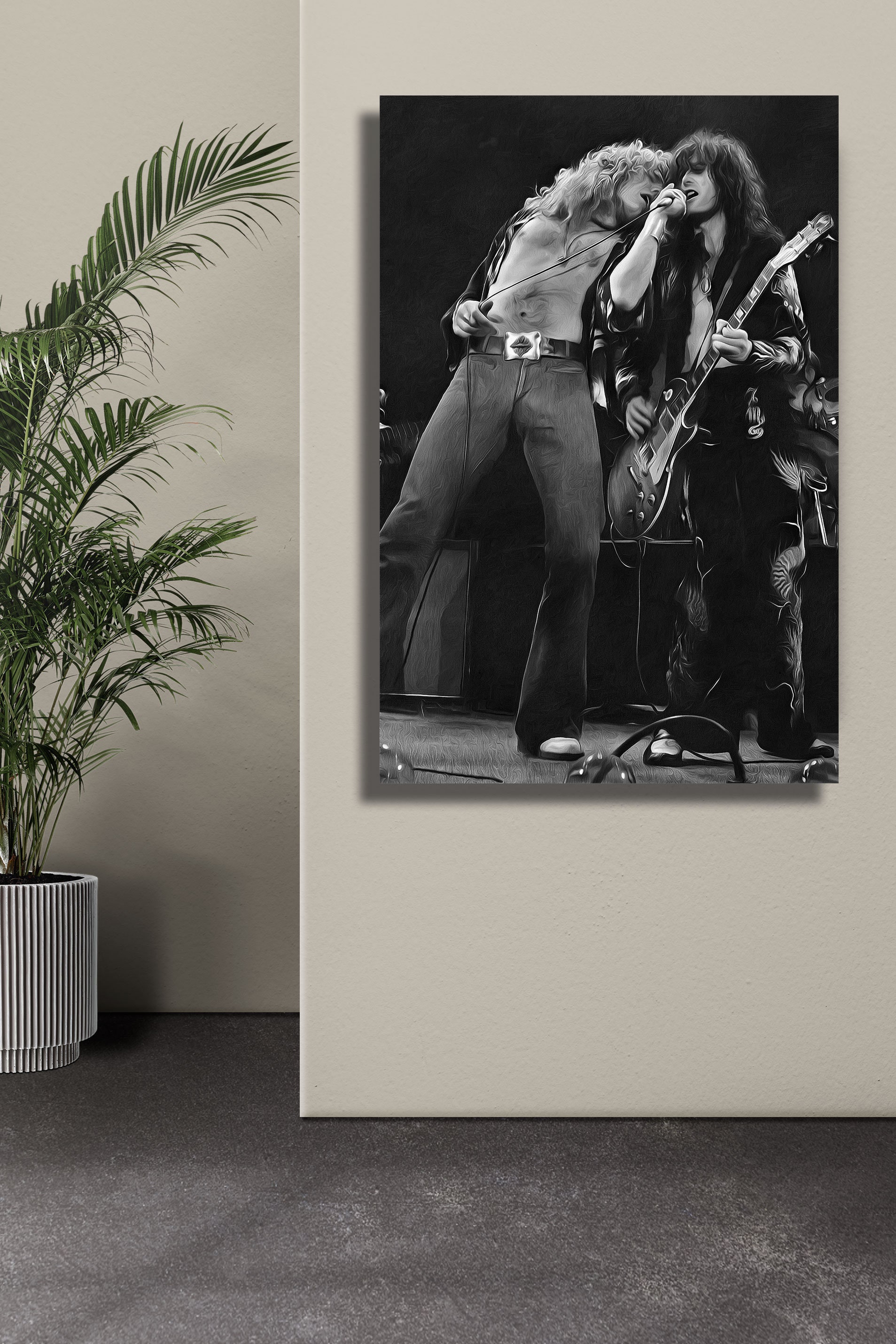 Robert Plant Jimmy Page Art Real Cotton Canvas Print. Frame Ready for ...