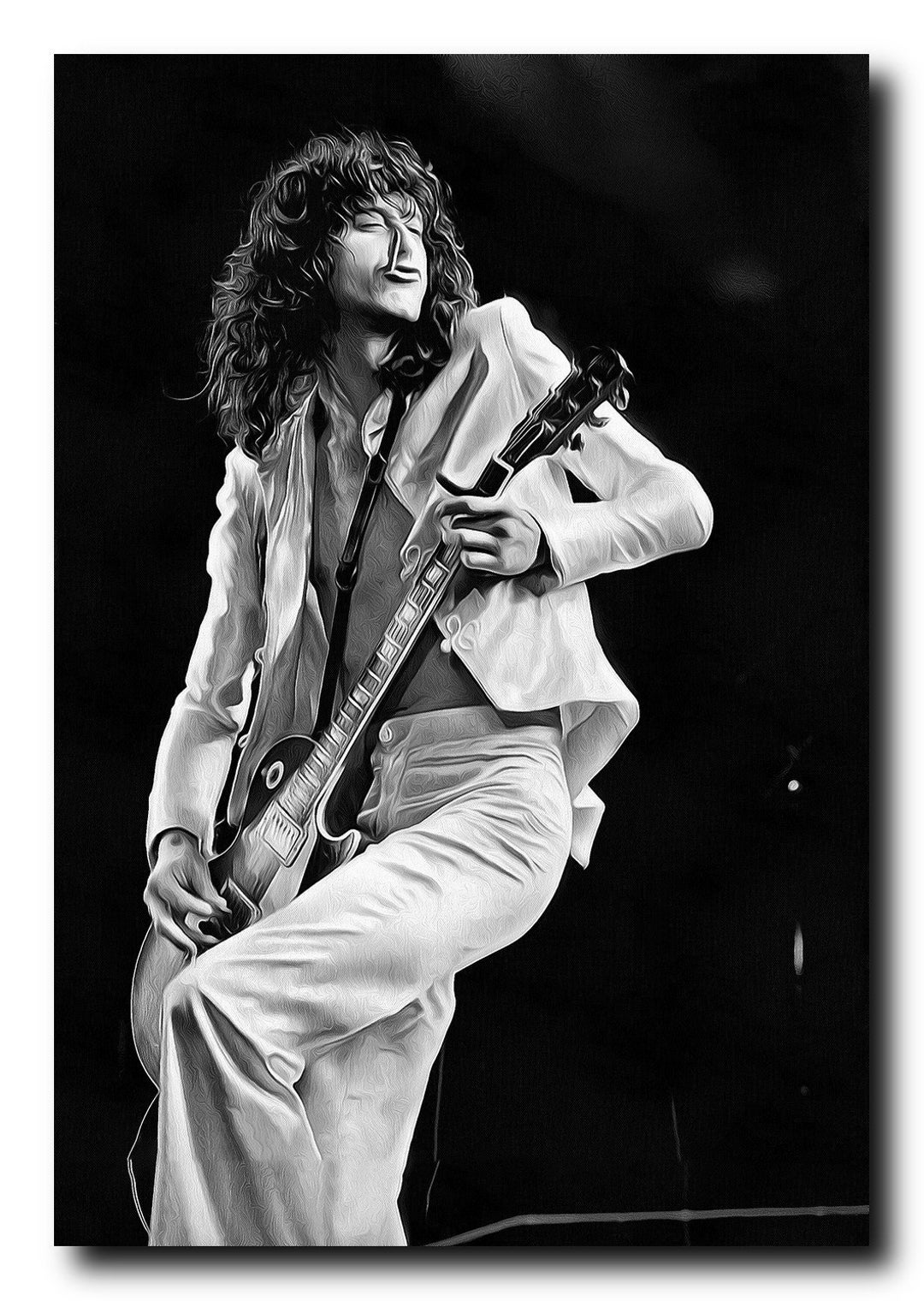 Jimmy Page Art Real Cotton Canvas Print. Frame Ready for Dorm, Office ...