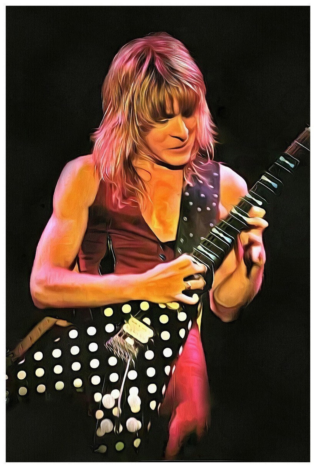 Randy Rhoads Art Real Cotton Canvas Print. Frame Ready for Dorm, Office ...