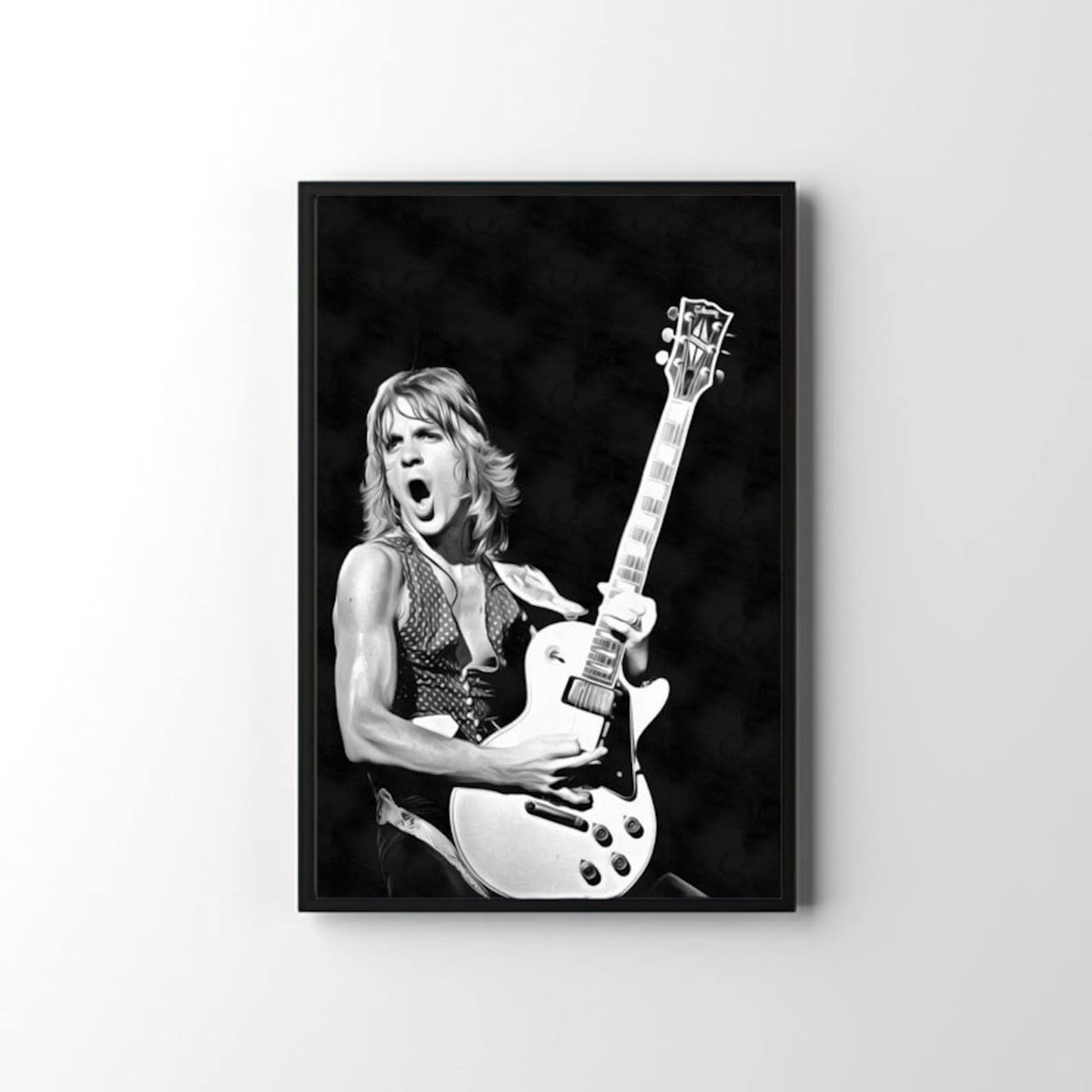 Randy Rhoads Art Real Cotton Canvas Print. Frame Ready for Dorm, Office ...