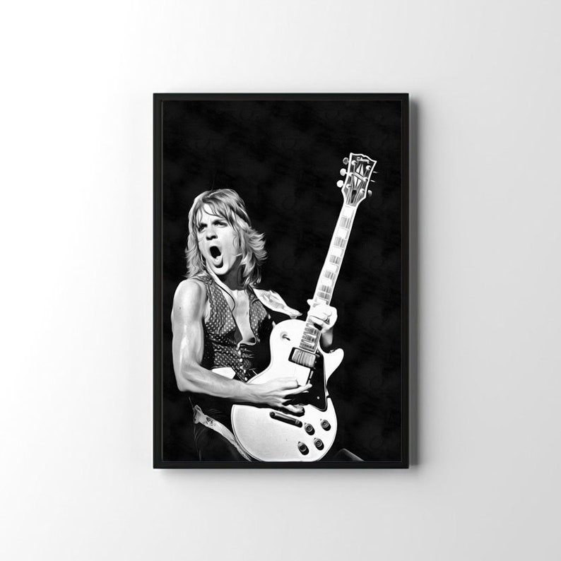 Randy Rhoads Art Real Cotton Canvas Print. Frame Ready for Dorm, Office ...