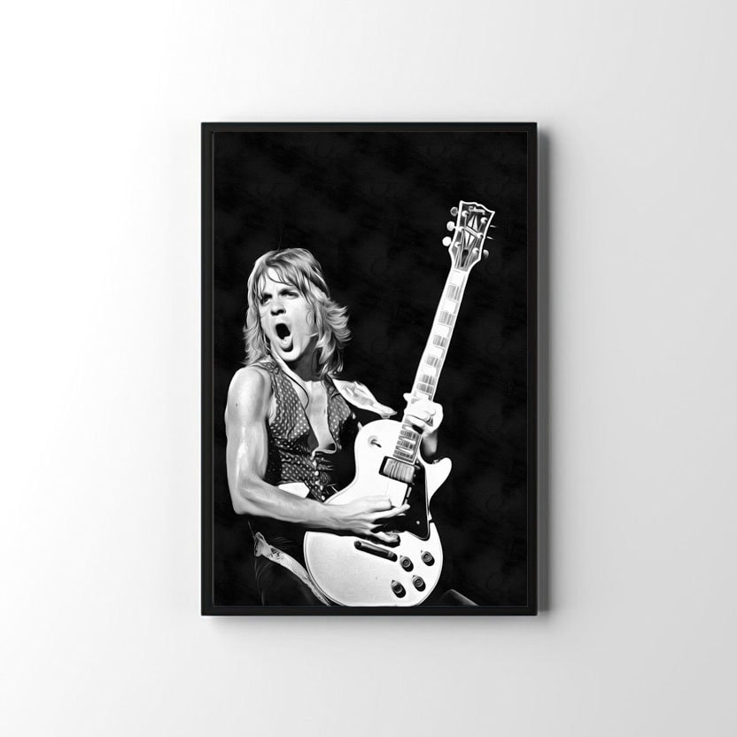 Randy Rhoads Art Real Cotton Canvas Print. Frame Ready for Dorm, Office ...